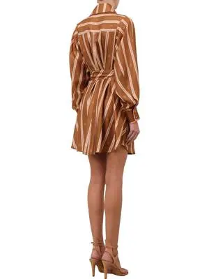 ZIMMERMANNWEAR Emblem Tuck Mini Dress - Tan Emblem