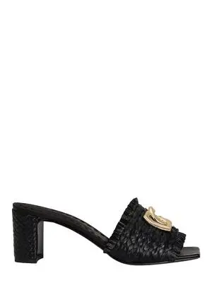 Dolce & Gabbana Raffia Mules With Braid And Fringe - Black