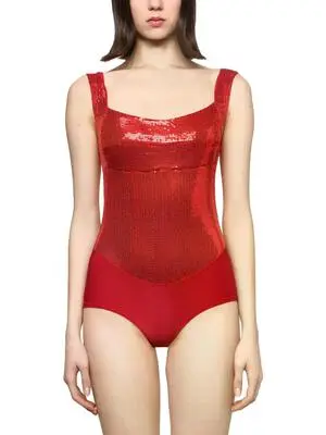 ATU BODY COUTURE Sequin Bodysuit - Red