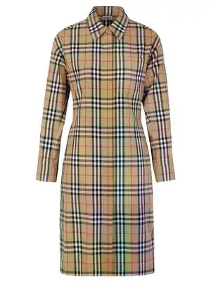 Burberry Checked Midi Dress - Neutrals