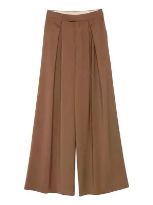 BERWICH Nina Pleated Wide-leg Trousers - Brown