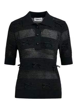 Essentiel Antwerp Bow Polo Top - Black