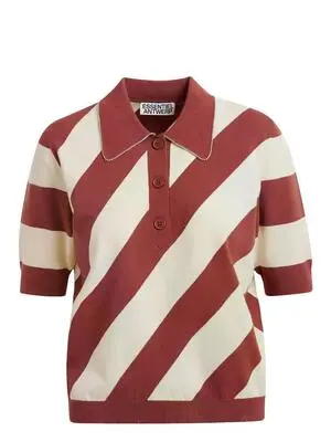 Essentiel Antwerp Joram Striped Polo Shirt - Red