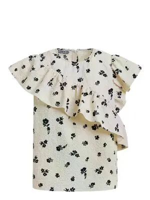 Essentiel Antwerp Floral Ruffled Blouse - Neutrals