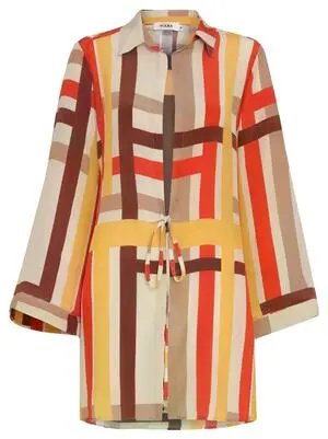 AMIR SLAMA Striped Tie-waist Dress - Neutrals
