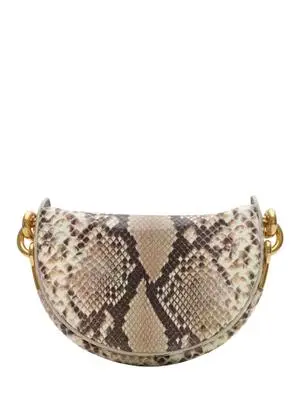 Burberry Bridle Python-effect Leather Saddle Bag - Neutrals