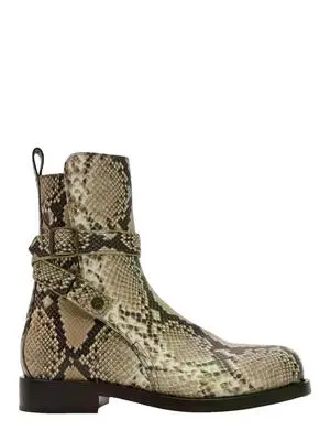 Burberry Python-print Leather Ledger Boots - Neutrals