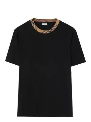 Burberry Check Trim Cotton T-shirt - Black