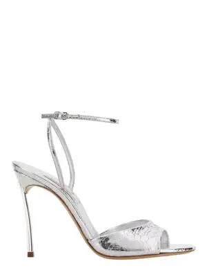 Casadei 110mm Leather Heeled Sandals - Silver