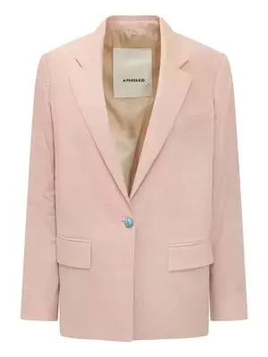 A PAPER KID Button Linen Jacket - Pink