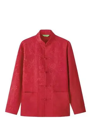 Shanghai Tang Long Sleeve Shirt Jacket - Red