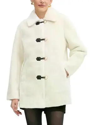 MORGAN Button-fastening Faux Fur Coat - Neutrals