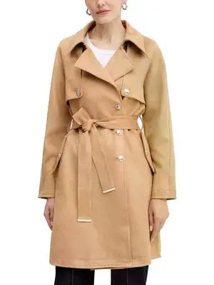 MORGAN Double-breasted Belted Coat - Neutrals