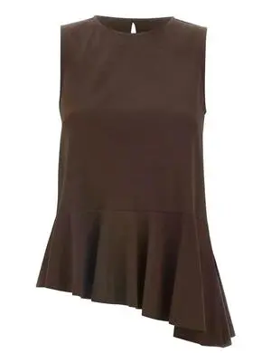 KAOS Ruffled Hem Sleeveless Blouse - Brown
