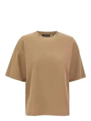 ELENA MIRO` Charm-detail T-shirt - Neutrals