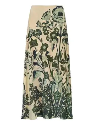 Johanna Ortiz Poems Of The Sea Floral-print Midi Skirt - Neutrals