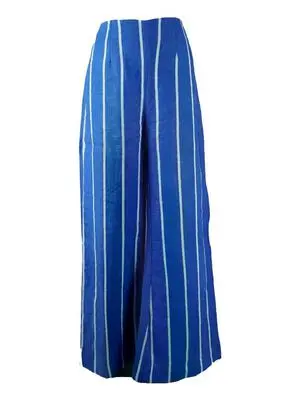 Faithfull The Brand Striped Linen Wide Leg Trousers - Blue