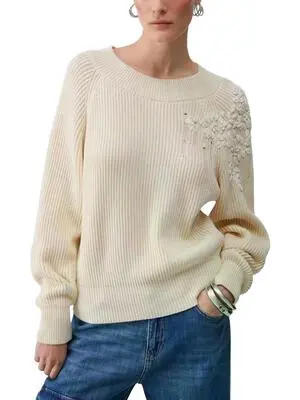 Liu Jo Raffia Embroidery Sweater - Neutrals