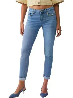 Liu Jo Bejeweled Skinny Jeans - Blue