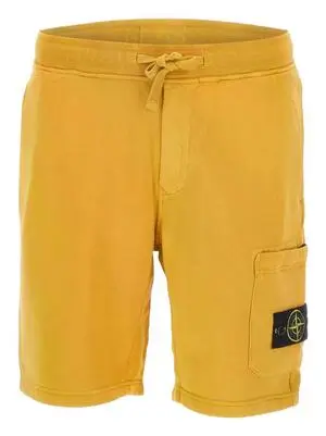 Stone Island Badge-detail Drawstring-fastening Shorts - Yellow