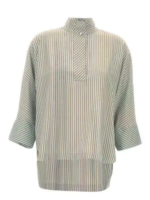 ELENA MIRO` Striped Pattern Blouse - Brown
