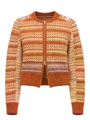 3.1 Phillip Lim Fair Isle Zip-up Cardigan - Orange