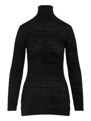 Valentino Garavani Ribbed Turtleneck Top - Black