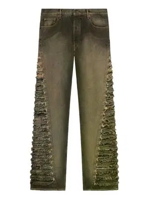 Off-White Five-pocket Jeans With Distressed Detailing - Green