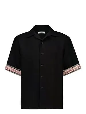 Commas Braided Camp-collar Shirt - Black