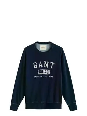 Gant Logo-print Crew-neck Sweatshirt - Blue