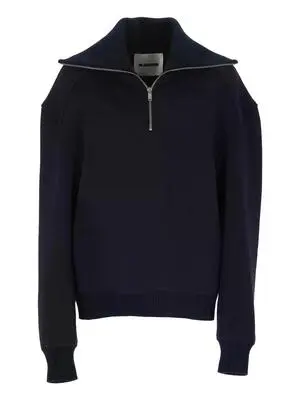 JIL SANDER Turtleneck Zip-up Sweater - Blue
