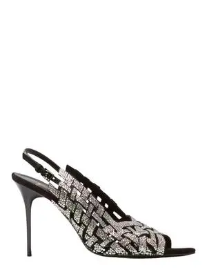 Balmain Rhinestone-embellished Stiletto Sandals - Black