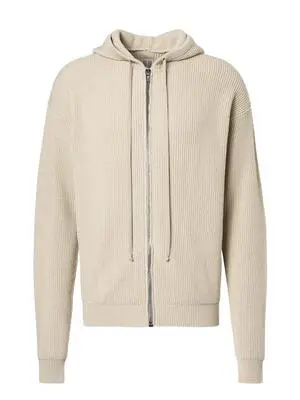 Rick Owens Ribbed-knit Virgin Wool Hoodie - Beige