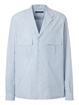 Dolce & Gabbana Martini Striped Cotton Shirt - Blue