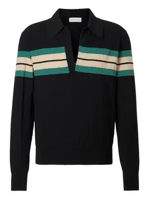Dries Van Noten Striped Polo Sweater - Black