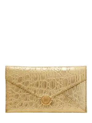 Dries Van Noten Embossed Metallic Leather Clutch - Gold