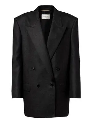 Saint Laurent Cashmere Double-breasted Blazer - Grey