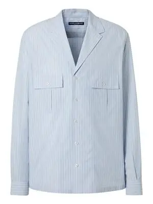 Dolce & Gabbana Martini Striped Cotton Shirt - Blue