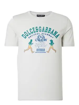 Dolce & Gabbana Embroidered Printed Cotton Jersey T-shirt - White