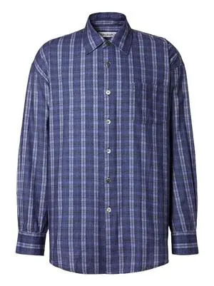 Our Legacy Borrowed Checked Cotton Shirt - Blue
