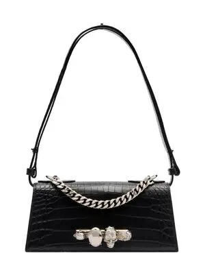 Alexander McQueen Jewelled Mini Leather Shoulder Bag - Black