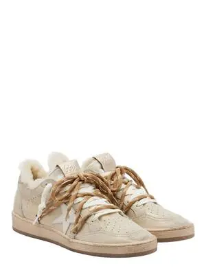 GOLDEN GOOSE Ball Star Shearling-lined Suede Sneakers - Gold