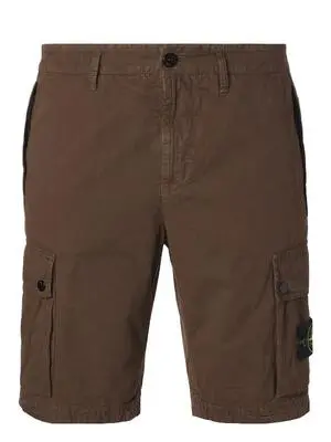Stone Island Compass Cotton Canvas Cargo Shorts - Brown
