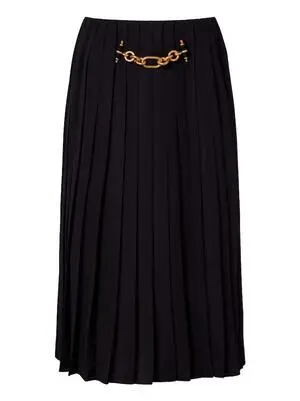 Balmain Chain-detail Pleated Midi Skirt - Black