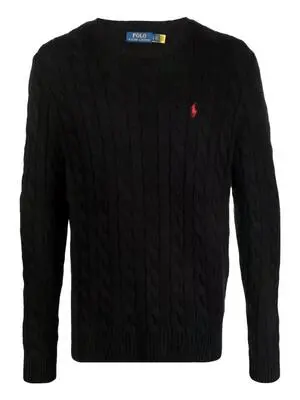 Polo Ralph Lauren Cable-knit Sweater With Logo - Black