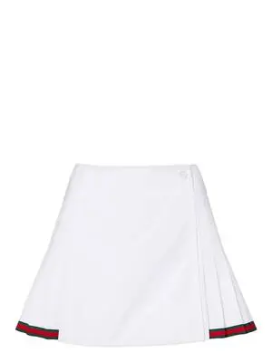 Gucci Web Stripe Cotton Poplin Miniskirt - White