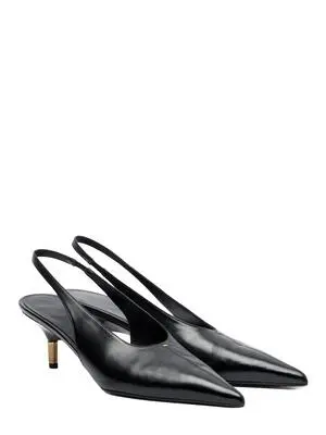 Khaite Bella 55 Leather Slingback Pumps - Black