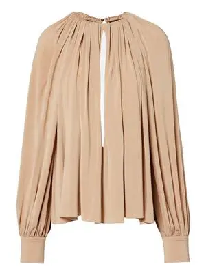 FERRAGAMO Cutout Draped Blouse - Beige
