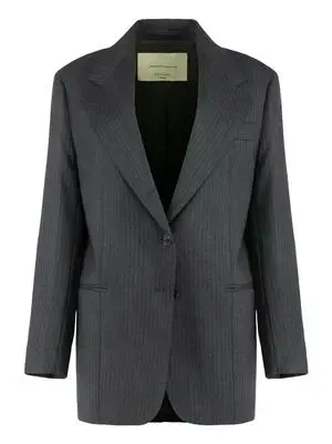 Max Mara Pinstripe Wool Blazer - Grey