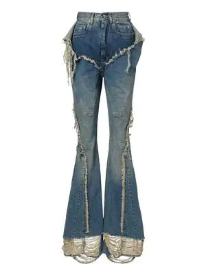 Rick Owens Distressed Bootcut Jeans - Blue